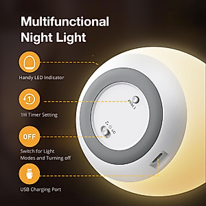 JolyWell Night Light for Kids with 7 Color Changing Mode & Dimming Function, Rechargeable Baby Egg Night Light with 1 Hour Timer&Touch Control, up to 100H, White