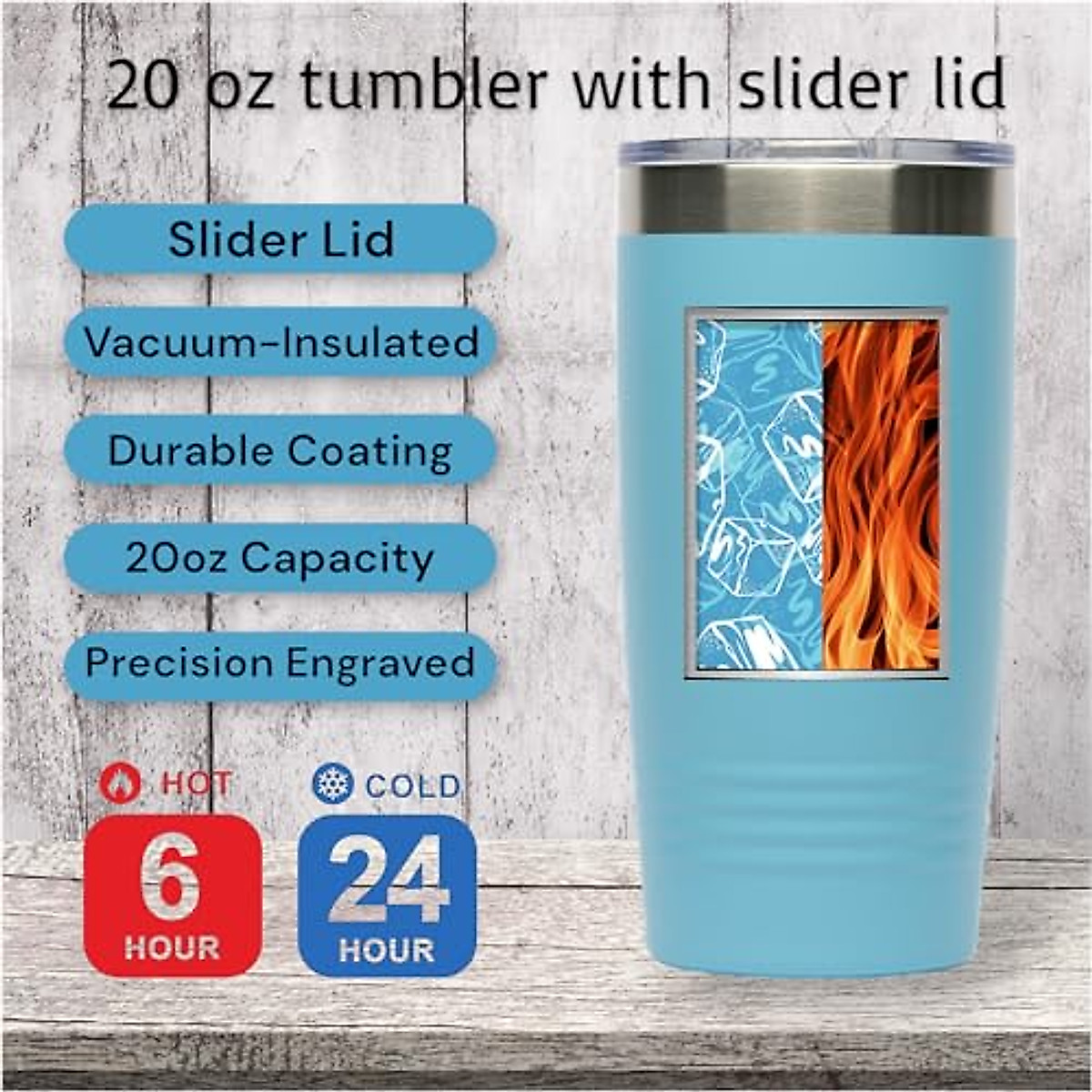 ETCHIFIED Personalized 20oz Stainless Steel Tumbler with Slider Lid - Vacuum Insulated Travel Mug, Add a Name - Keeps Hot or Cold for Hours