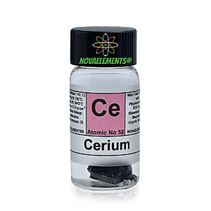 Cerium Metal Element 58 Sample Ce, Pure 1 gram 99,99% Inside Labeled Glass Vial
