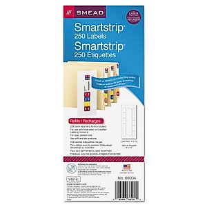 Smead 66004 SmartStrip Refill Label Kit 250 Label Forms/Pack Laser 250/Pack