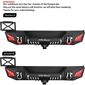 YITAMOTOR Rear Bumper Compatible with 2018-2025 Jeep Wrangler JL & JL Unlimited (2/4 Doors), w/ 2" Hitch Receiver & 2 x D-Rings & License Plate Bracket