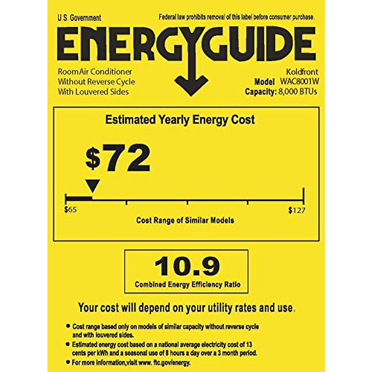 Koldfront WAC8001W 8,000 BTU Window Air Conditioner with 3,500 BTU Heater and Remote