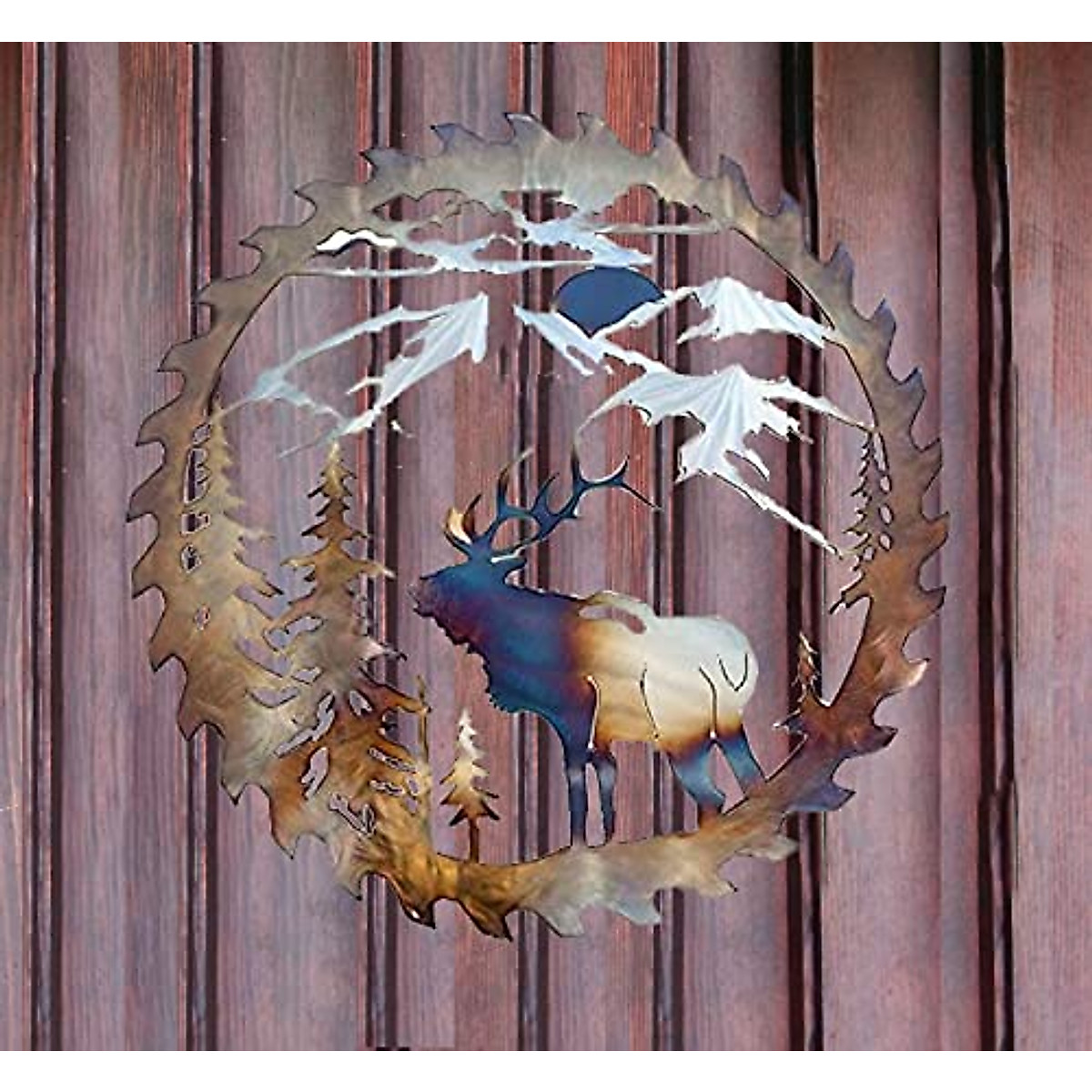 MEIJ-HC Metal Elk Wall Decor Deer Home Art Art Sculptures for Bedroom Living Room farmhouse school Wall Hanging Ornament Statues, 9.8 IN