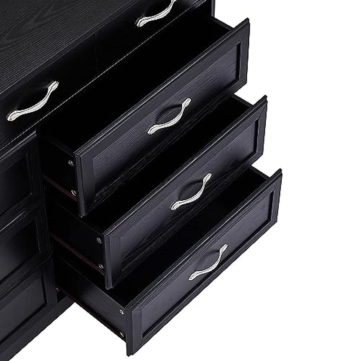 MengK Bedroom Dresser, 9 Drawer Long Dresser with Antique Handles, Wood Chest of Drawers for Kids Room, Living Room, Entry and Hallway, Black, 47.2'' W x 15.8'' D x 34.6'' H.