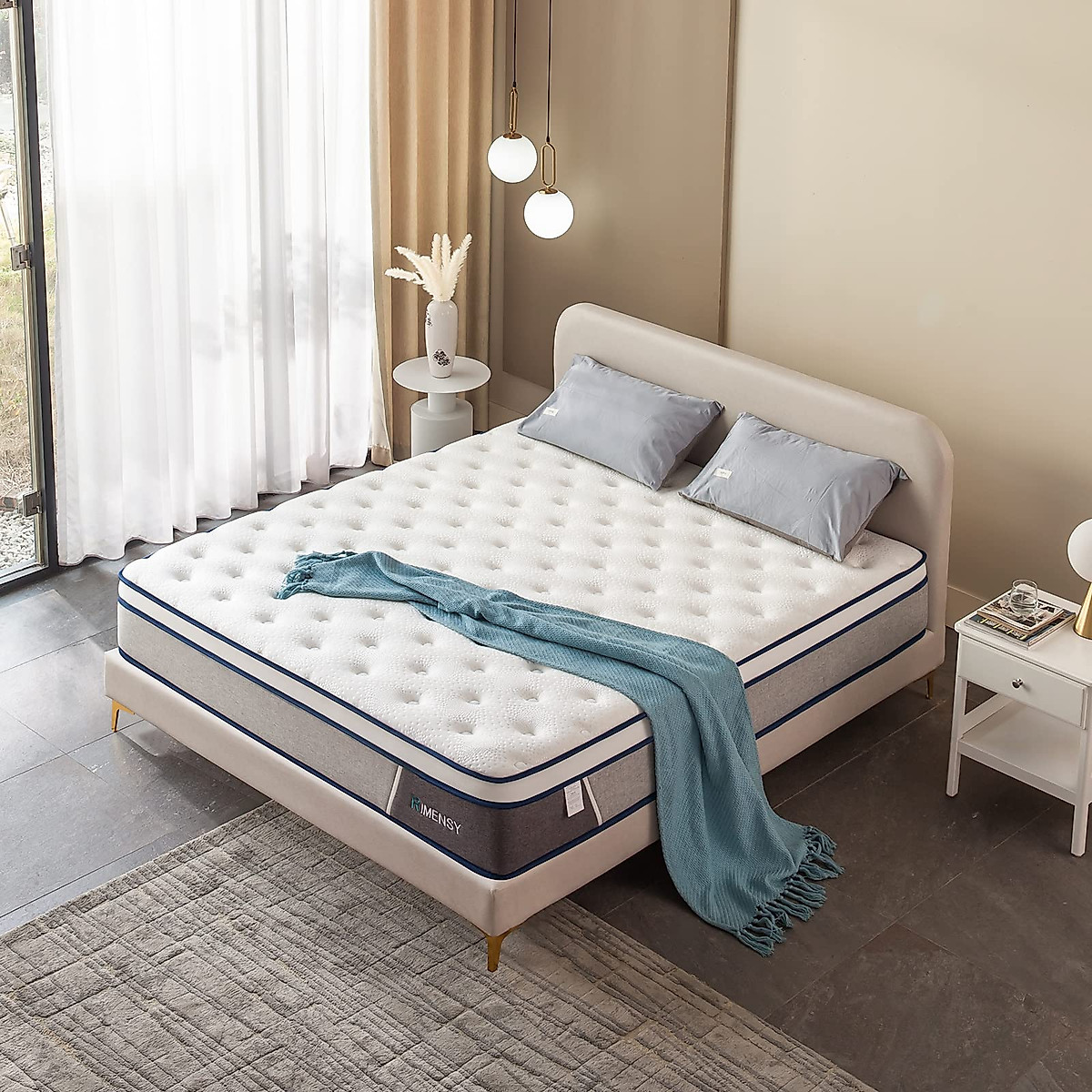 Rimensy Twin Mattress,10 Inch Hybrid Mattress in a Box,Gel Memory Foam Mattress,Individually Wrapped Pocket Coils Innerspring Mattress for Motion Isolation,Medium Firm,Twin Size Mattress,39"*75"*10"