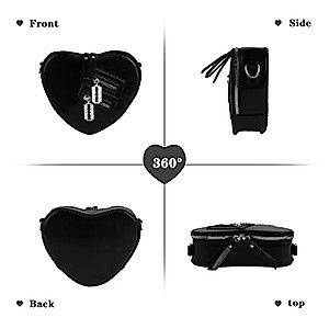 Oweisong Women Red Heart Purse Cute Black Heart Shaped Crossbody Bag Mini Ladies Chain Clutch Shoulder Handbags