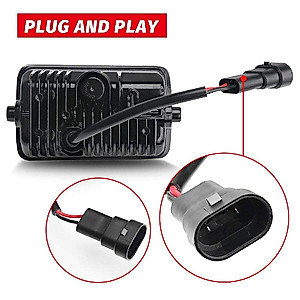 Tugwuetlwu Upgraded LED Fog Lights Compatible w/Ford F150 2015-2020 Super Duty, Rectangular Bumper Truck Driving Lamp Set Assembly Kit - Black [DOT Approved] [Plug n Play][Waterproof]