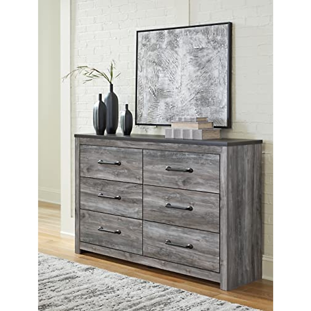 Signature Design by Ashley Bronyan Contemporary 6 Drawer Dresser, Gray