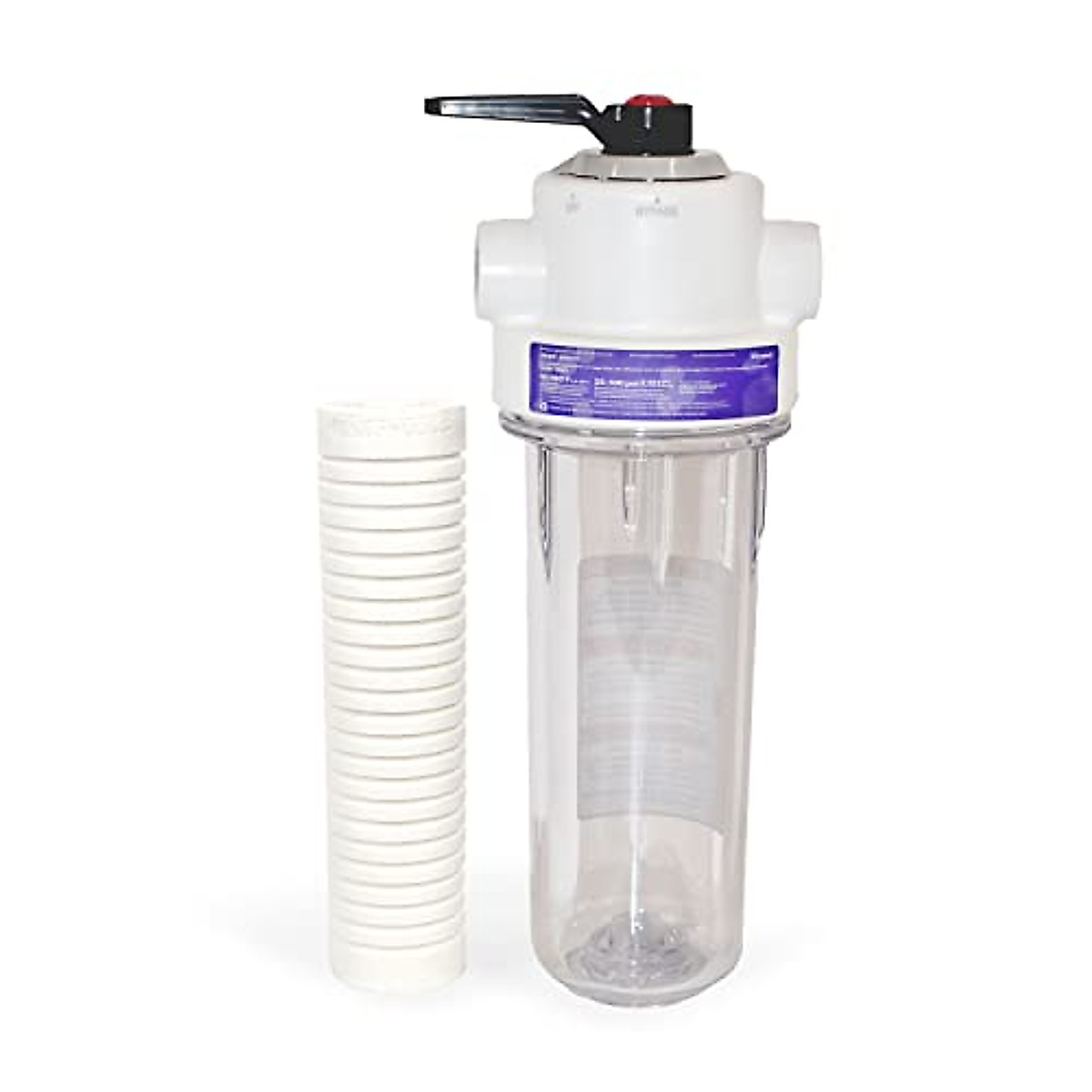 Whirlpool 10" x 2.5" Whole House Water Filter System WHKF-DWHV, 3/4" Ports, Replacement Cartridge GD05 & Kit Included, NSF Certified