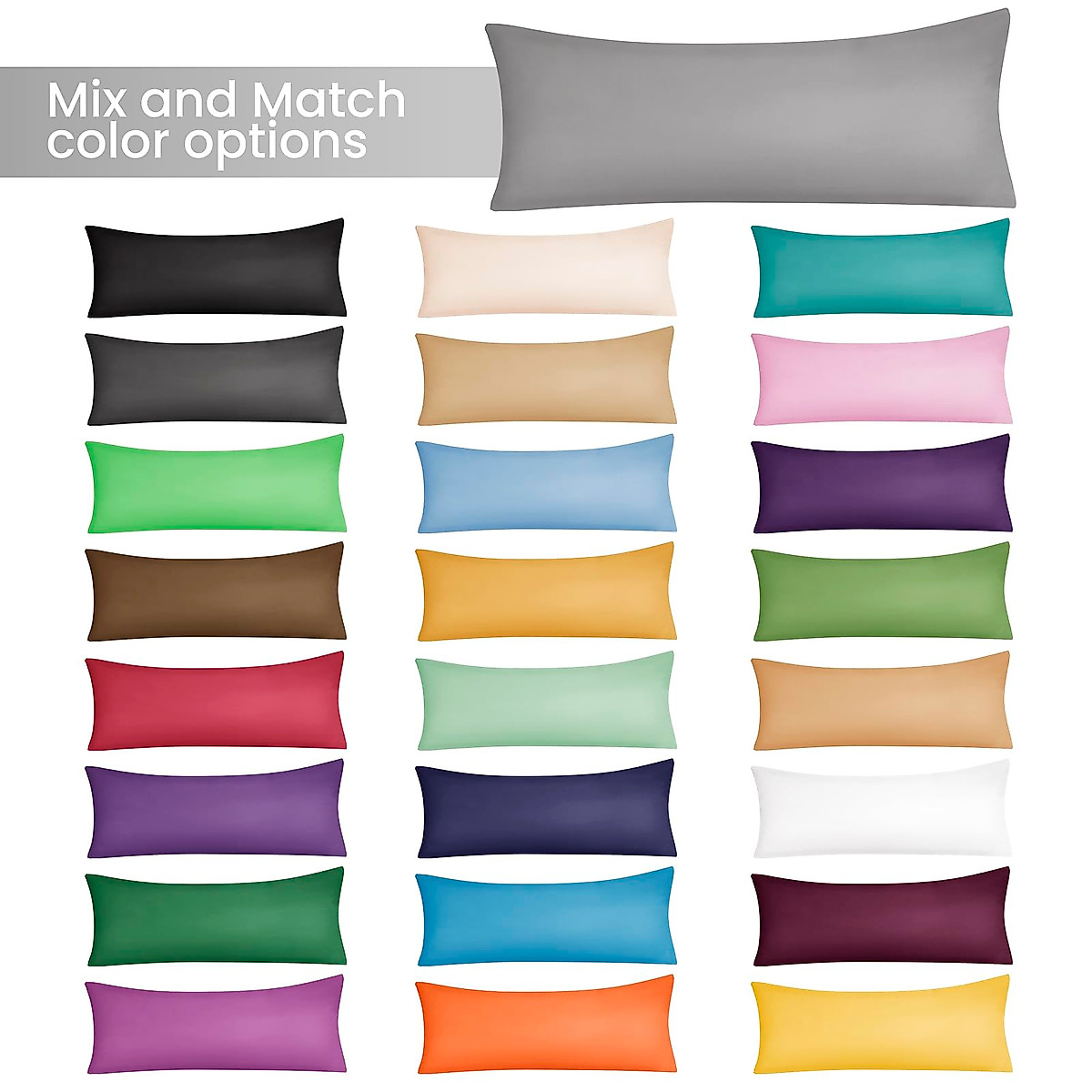 EVOLIVE Ultra Soft Microfiber Body Pillow Cover/Pillowcases 21"x54" with Hidden Zipper Closure (21"x54" Body Pillow Cover, Charcoal Grey)