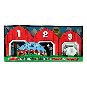 Melissa & Doug Nesting and Sorting Barns and Animals With 6 Numbered Barns and Matching Wooden Animals - Numbers Learning Toys, Sorting And Stacking Toys For Toddlers Ages 2+