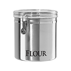OGGI Jumbo 8" Stainless Steel Flour Clamp Canister - Airtight Food Storage Container Ideal for Kitchen & Pantry Storage of Flour or other Bulk, Dry Foods.