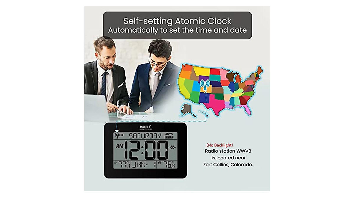 HODIK Atomic Clock with Large LCD Display & Wireless Sensors