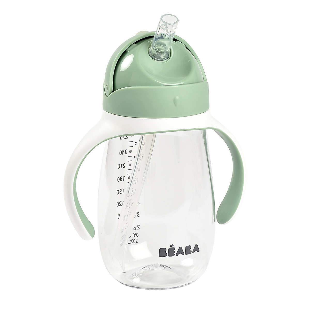 BEABA Straw Sippy Cup, Sippy Cup with Removable Handles, Sippy Cup with Straw, Baby Straw Cup, Toddler Cup, Toddler Straw Cups, 8+ Months, 10 oz, Sage