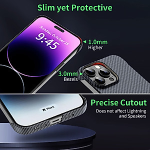 GRECAZO Magnetic Ultra-Thin Frosted Soft Touch Skin Borderless Carbon Fiber Bump Texture for iPhone 13 Pro Max Case 6.7" Slim Minimalist Lightweight Frameless Matte Hard for MagSafe Cover Case-Black