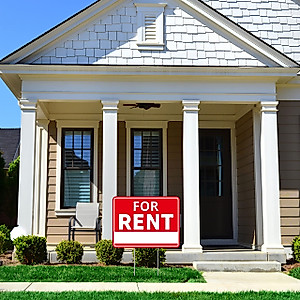 1PC For Rent Sign with Stand, 17 Inches by 13 Inches - Double Sided Signs - Corrugated Plastic - For Rent Yard Sign with Stake