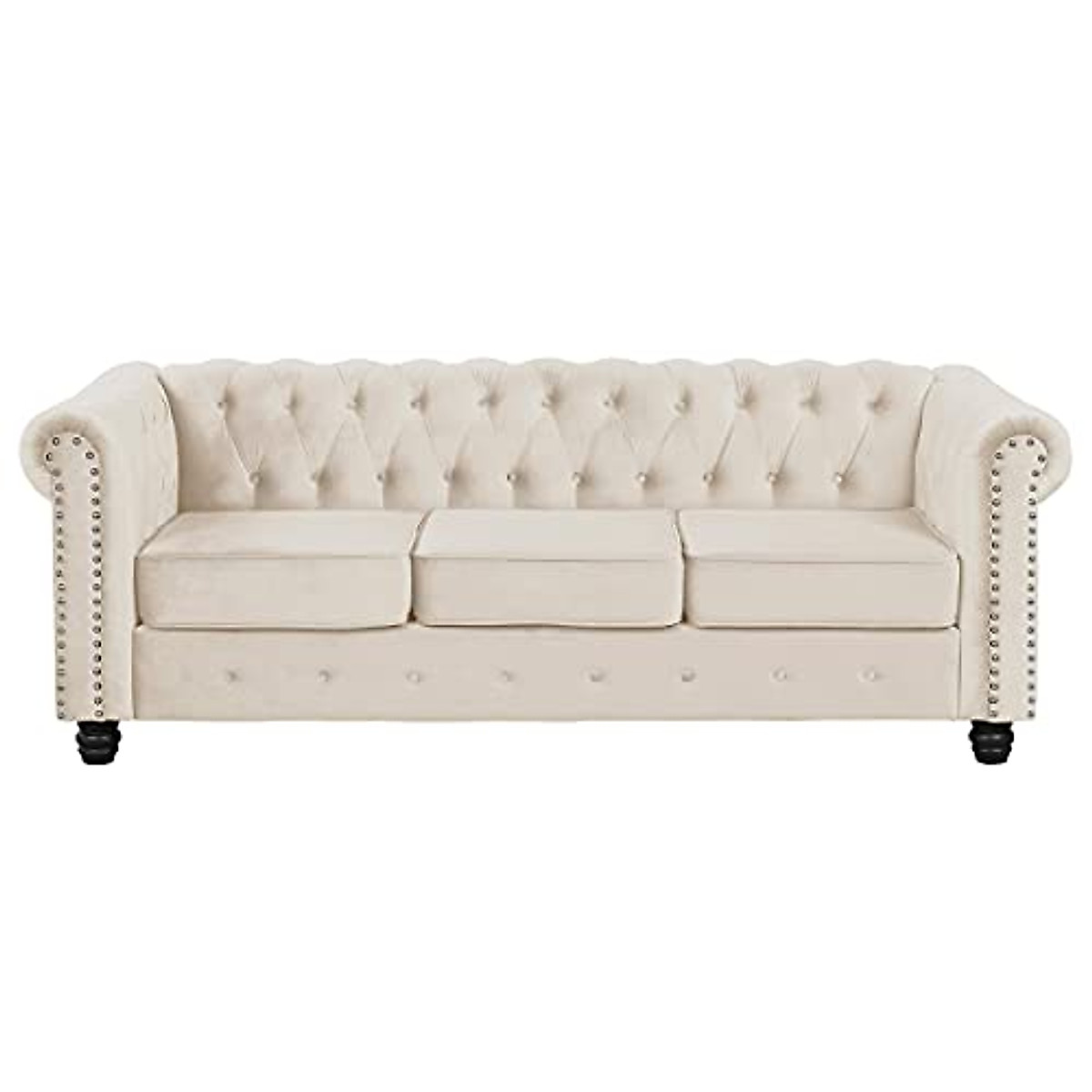 Morden Fort Couches for Living Room, Sofas for Living Room Furniture Sets, Chair and Sofa 2 Pieces, Fabric, Velvet Beige