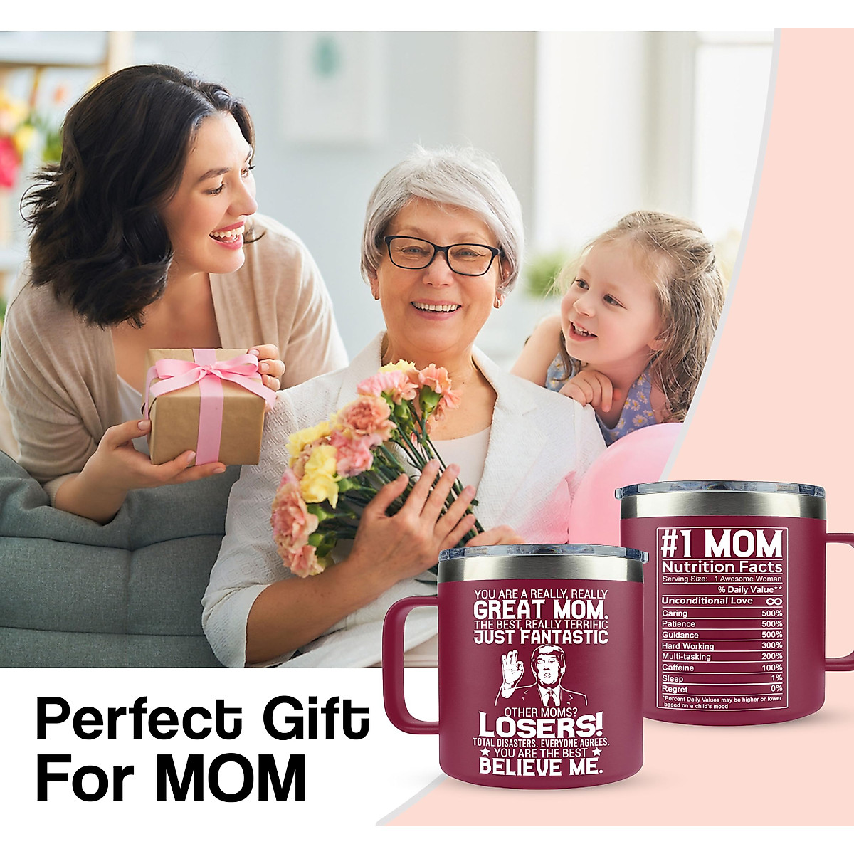 Mothers Day Gifts for Mom from Daughter, Son - Mom Gifts from Daughter, Son - Best Mom Gifts, Birthday Gifts for Mom, Mom Birthday Gifts Ideas, Funny Mom Gifts, Mom Present - Mom Novelty Mug 14Oz
