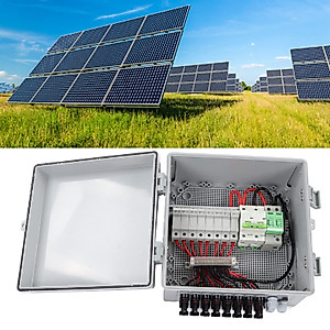 Focket 8 String PV Combiner Box, Waterproof Solar Combiner Box with 80A Circuit Breaker, 10A Rated Current , Arreste & Solar Connector for On/Off Grid Solar Panel System