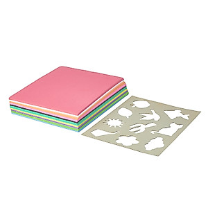 Colorations Lightweight Construction Paper, Value Pack, 10 Colors, 300 Sheets with Bonus Stencil, Everyday Use, Classroom Supplies, Daycare Supplies, Pre-School, at Home use