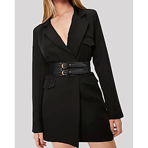 Kajeer Elastic Wide Waist Belt Women - Vintage Cinch Belts Women Wide Stretchy Belt for Dresses(M,Black)