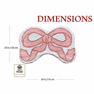 Luxape Bow Rug - Bow Shaped Rug - Handmade & Premium- 30in (75cm) - Uno Reverse Rug - Designer Rugs - Aesthetic Room Decor - Cute Room Decor Coquette bathmat Rug