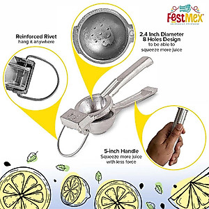 Genuine Made in Mexico Lemon Squeezer Premium Cast Aluminum Lemon Lime Squeezer, Heavy Duty, Manual Press Lime Juicer and Citrus Press, Commercial Grade, Exprimidor de Limon (2.4") (Large)