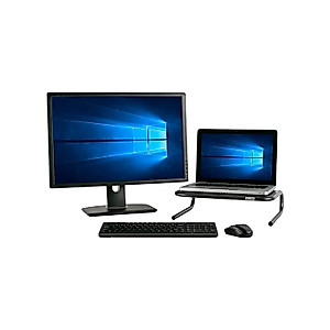 Allsop Large Metal Art Monitor Stand, 18-Inch wide platform holds 50 lbs with keyboard storage space - Black (30336)