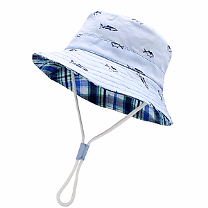 Sarfel Baby Sun Hat Toddler Summer Hats UPF 50+ Baby Bucket Hat Kids Beach Hats for Baby Boys Blue 18.9"(48cm)/6-12 Months