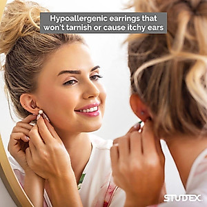 STUDEX Sensitive Cubic Zirconia Stud Earrings 4mm | Hypoallergenic and Nickel Safe for Sensitive Ears | Surgical Stainless Steel Posts | High Fashion Earrings for Women and Men PR-742W-S