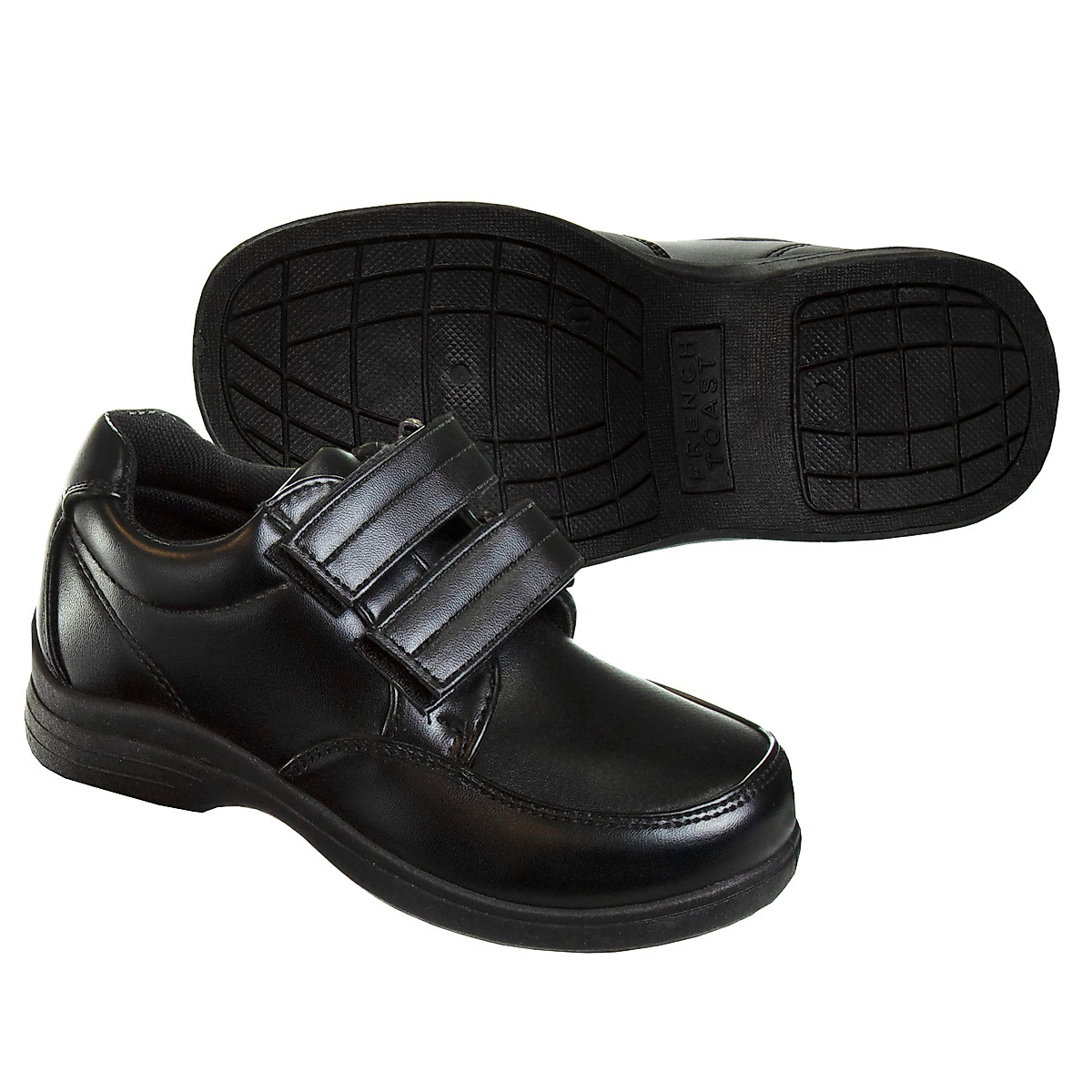 French Toast Boys Shoes - Kids Oxford School Uniform Loafer Church Dress Shoes Slip-On Faux-Leather (Size 2 Big Kid) (Black)