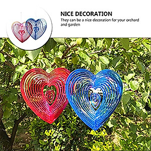 YARDWE 2pcs Heart Wind Spinner Bird Blinder Pinwheels Bird Deterrent Hanging Spinners to Keep Birds Away for Yard Garden