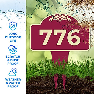 Custom House Address Yard Sign, Lawn Arch Address Plaque, Personalized House Numbers For Outside, Square Style, 12x15 Inches, Aluminum Composite Material Made in The USA by Sigo Signs