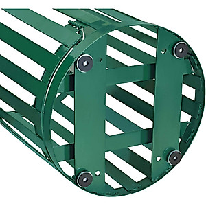 Global Industrial 36 Gallon Outdoor Metal Slatted Receptacle w/Access Door & Rain Bonnet Lid, Green