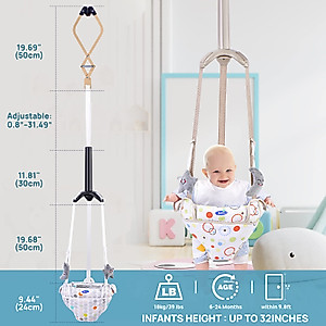 BF780 Baby Doorway Jumper, Durable Door Bouncer & Swing, Baby Jumper with Door Clamp Adjustable Strap, Easy to Use Exerciser for Infants Toddlers for 6-24 Months(Dark Grey)