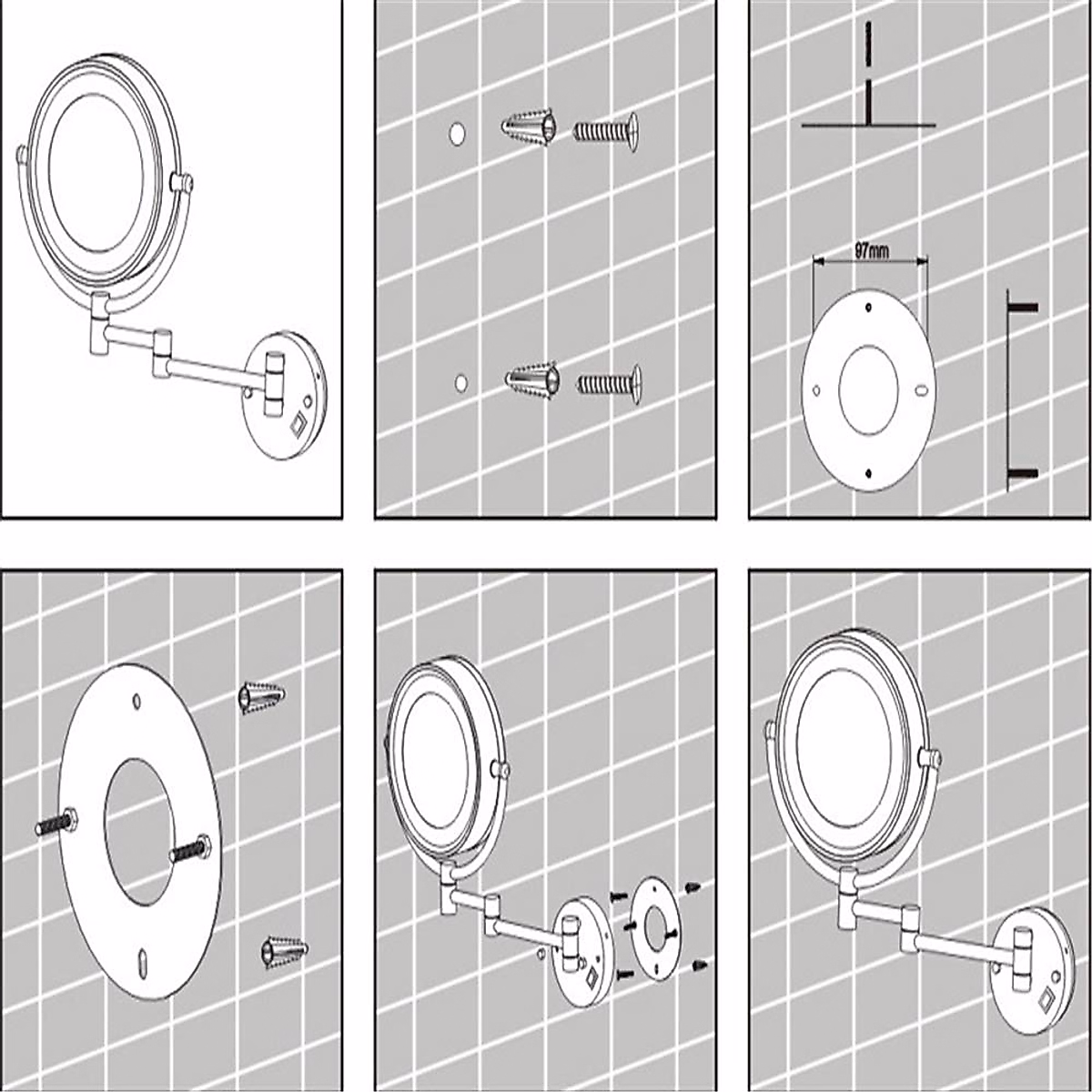 ESRADA Bathroom Mirror Makeup Mirror Extendable Single Side Bathroom Mirror 3X Magnification Folding Round Shape Cosmetic Vanity Mirror (Metal 8.5inch)
