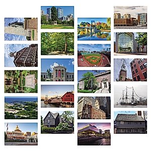 Dear Mapper Vintage United States Massachusetts Landscape Postcards Pack 20pc/Set Postcards from Around the World Greeting Cards for Business World Travel Postcard for Mailing Decor Gift