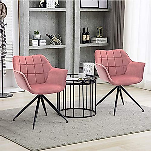 Duhome Velvet Accent Chair,Mid-Back Dining Arm Chairs Modern Upholstered Contemporary Chair Pink 1pcs