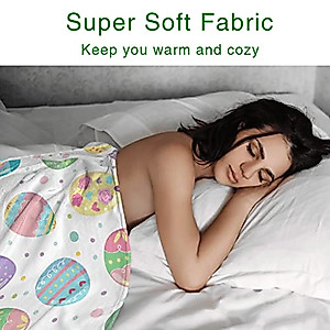Soft Luxury Easter Blanket Colorful Eggs Flower Warm Throw Blanket for Couch,Lightweight Plush Fuzzy Cozy Easter Blanket Throw,Seasonal Spring Holiday Blankets for Couch Bed Living Room 50"x40"