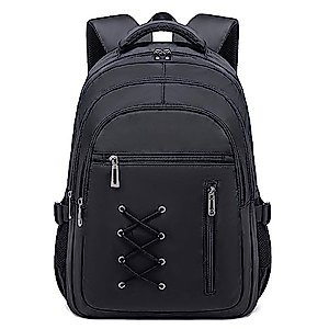 HotAdsFW Black Backpack for Boys Girls High School Backpacks School Bag for Women Men Kids Teens Travel Laptop Backpack with Multi Pockets Aesthetic Bookbag for Gym Sport Outdoor