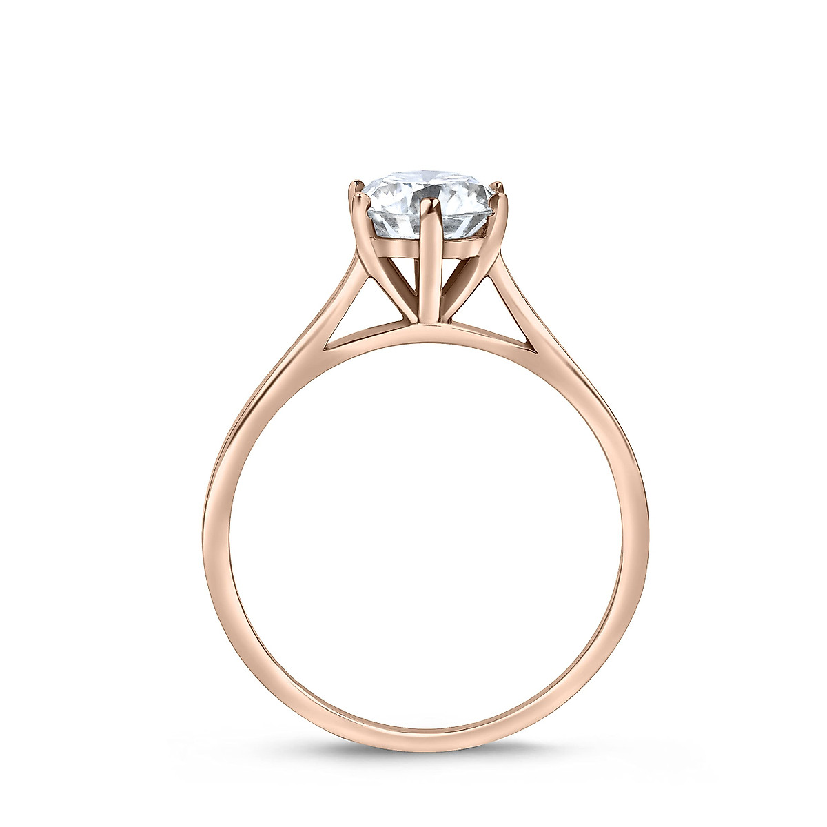 Buy Jewels 10k Solid Gold 6 Prong Round Moissanite Solitaire Engagement Ring for Women 1ct DEW G-H Color VVS1 Quality (Rose Gold, 6)