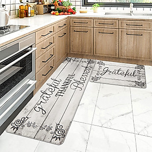 HEBE Anti Fatigue Kitchen Mat Set of 2 Non Slip Cushioned Kitchen Mats for Floor Waterproof Farmhouse Kitchen Rugs and Mats Set Comfort Standing Desk Mat Carpet for Sink,Office,Laundry