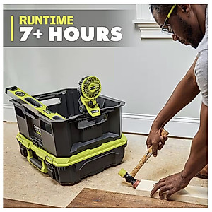 Buho Clamp Fan Accessory Bundle - Ryobi USB Fan Powerful Cooling Adjustable Head Multi-Directional Airflow 2 Speed Settings 135 CFM 7 Hours Runtime Clamping Capacity Zipper Pouch