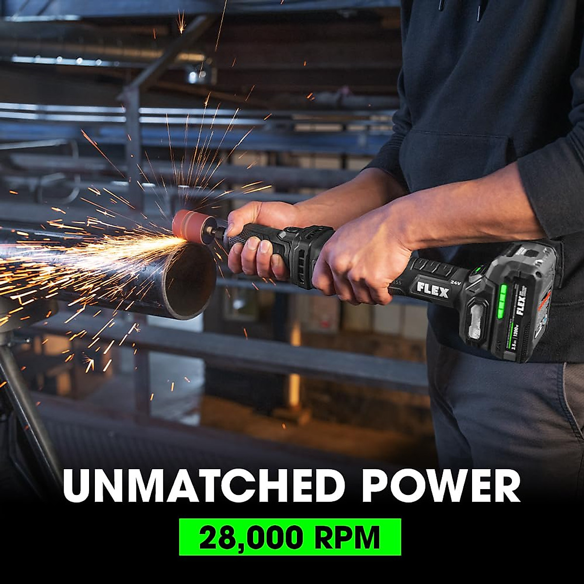 FLEX 24V Brushless Cordless 1/4-Inch 28,000 RPM Adjustable Speed Die Grinder Tool Only, Battery and Charger Not Included - FX3211-Z