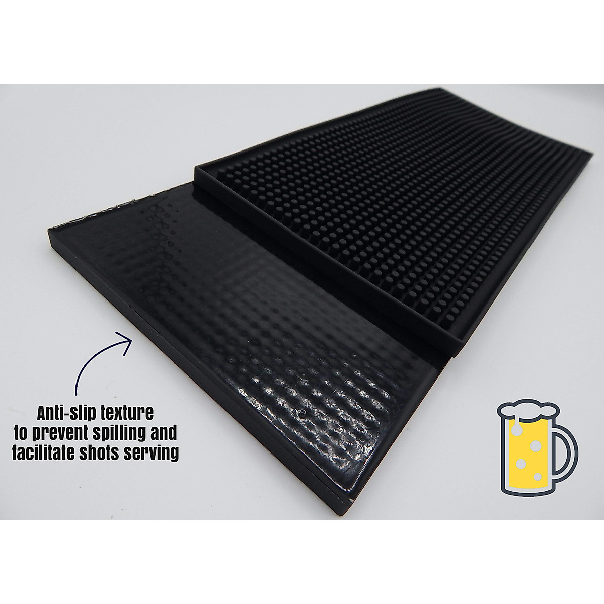 Bar Mat 6x12 for Cocktails and Coffee Bar Perfect Dish Drying Mat (1) - Professional Bar Spill Mat Perfect Barware for Bar Set - Dish Drying Soft Rubber Mat for Delicate Glass Dishes and Cups