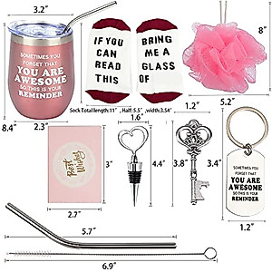 Sqeffort Valentine's Day Gifts for Women, Tumbler Christmas Birthday Gift for Wife Sister Girlfriend Friend Lover, Socks, Bottle Opener Stopper, Loofah Sponge, Greeting Card (Rose Gold)