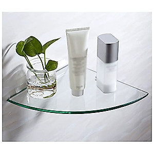 RVCREA Bathroom Shelves Tempered Glass Corner Shelf 8MM-Thick Wall Mount Glass Shower Shelf, Stainless Steel Accessories (Size : 18cm/7in)