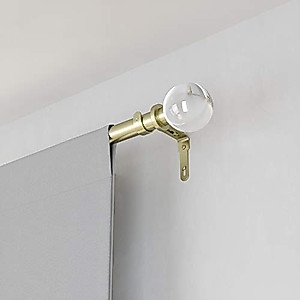 Umbra Leona Modern 1 Curtain Rod, Includes 2 Matching Finials, Brackets & Hardware, 36 to 72-Inch, Brass