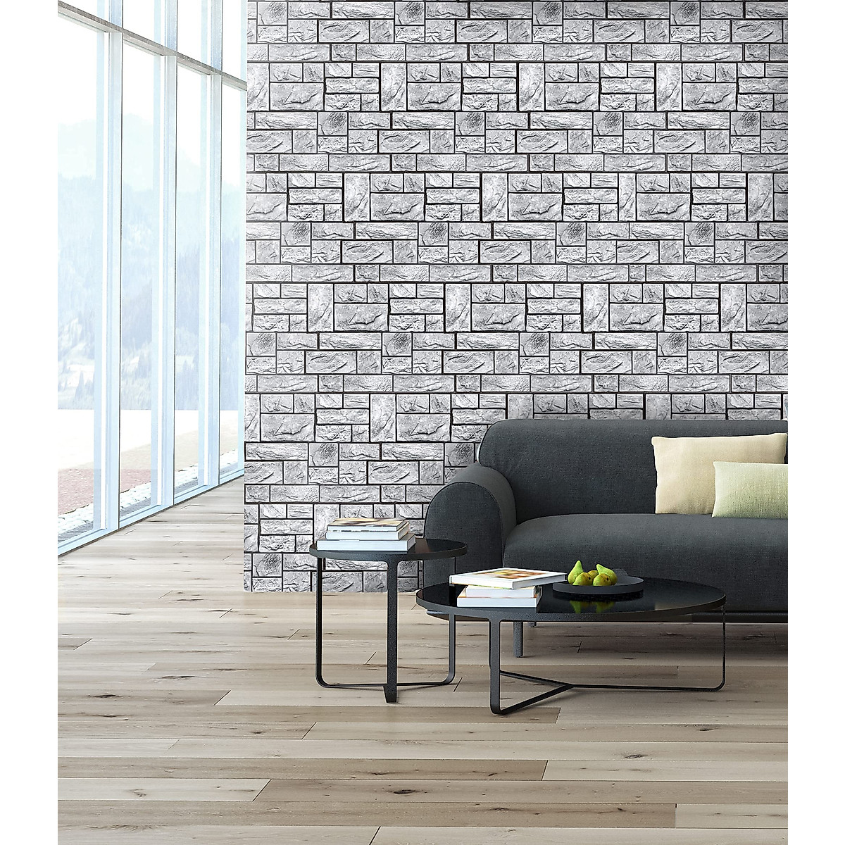CONCORD WALLCOVERINGS ™ 3D Wall Panels, Pack of 6 - Natural Stone Block Design in Grey, Realistic Textured PVC Panels, 17.5" x 23.75", Covers 17.31 sq.ft., Model 573SG