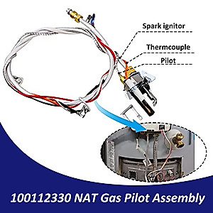 100112330 Water Heater Pilot Assembly, Replacement for 9007876 9007877 Thermopile Nat Gas Assembly Compatible with Whirlpool, A.O.Smith, Kenmore, American Water Heater Replace for 300 301 Series